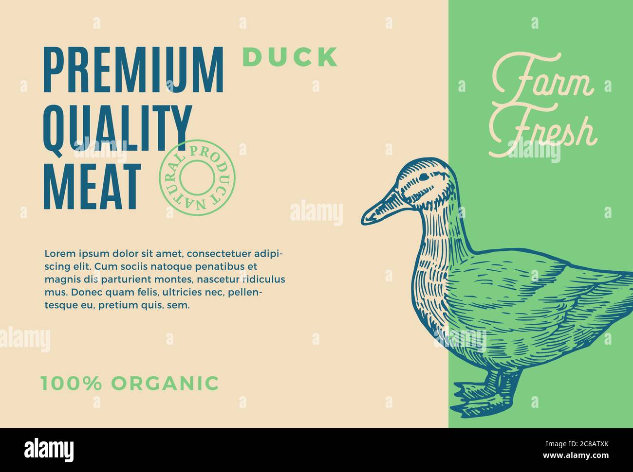 Premium Quality Duck Meat. Abstract Vector Meat Packaging Design or ...