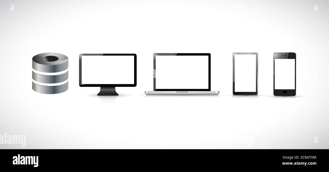 Set of electronics illustration design over a white background Stock ...