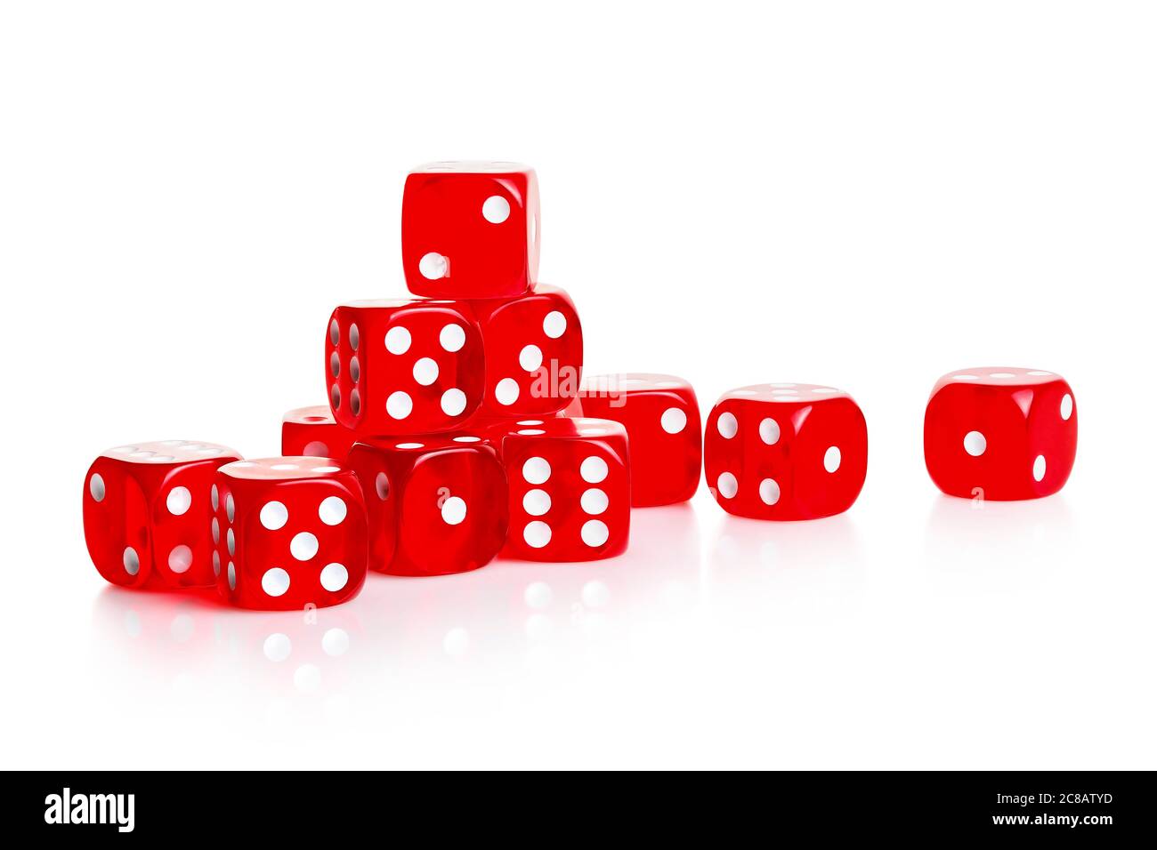 number of red dice isolated on white Stock Photo - Alamy