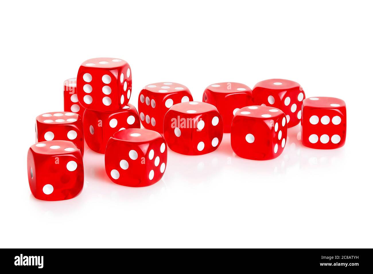 number of red dice isolated on white Stock Photo - Alamy