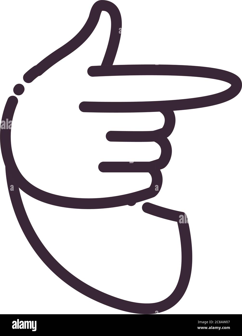 around the corner gesture with hand line style icon design of People ...