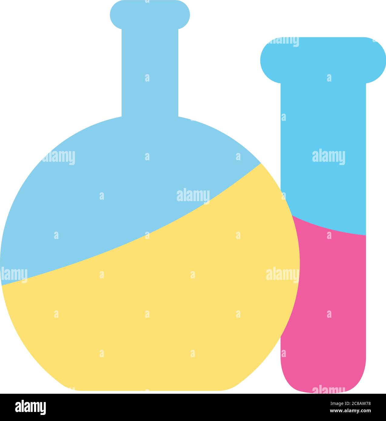 chemical flasks icon over white background, flat style, vector ...