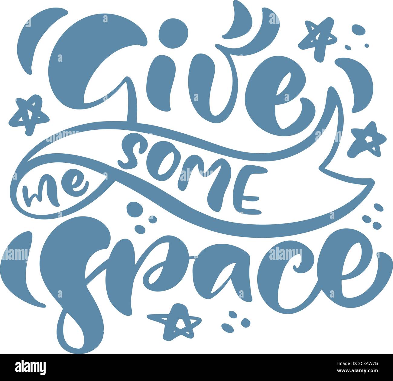 Give me some space hand drawn vector lettering text. Design elements ...