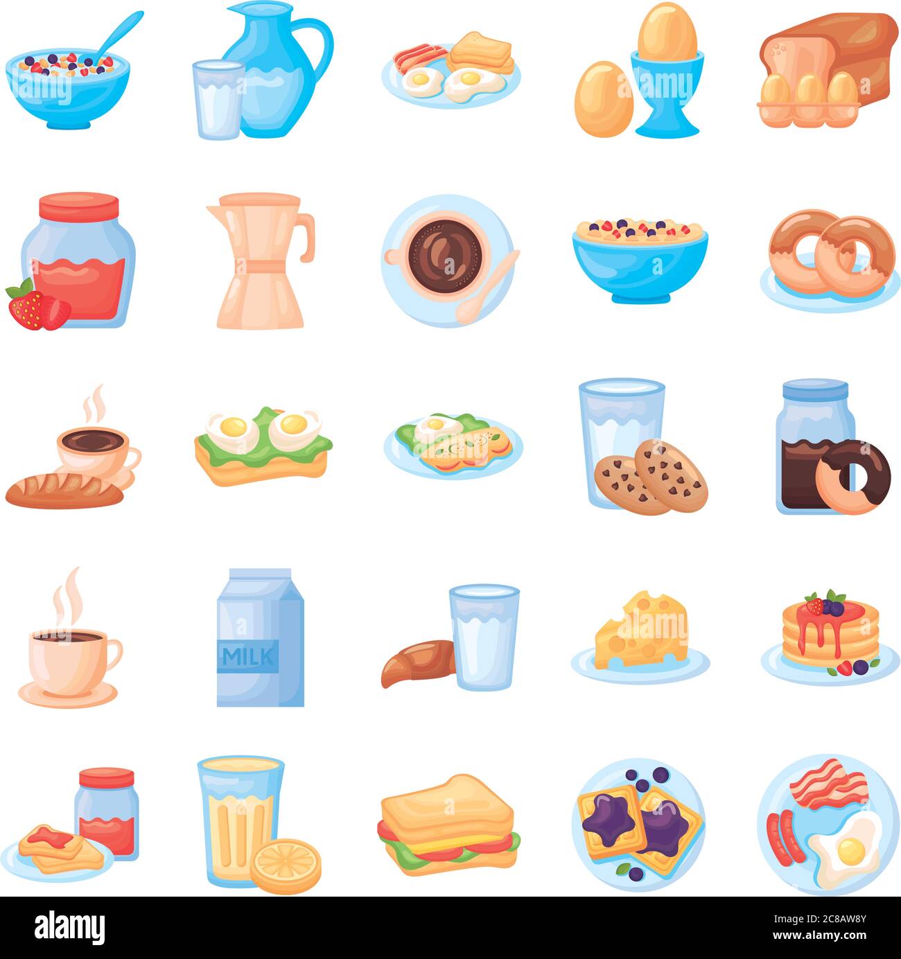 bundle of breakfast food set icons vector illustration design Stock ...