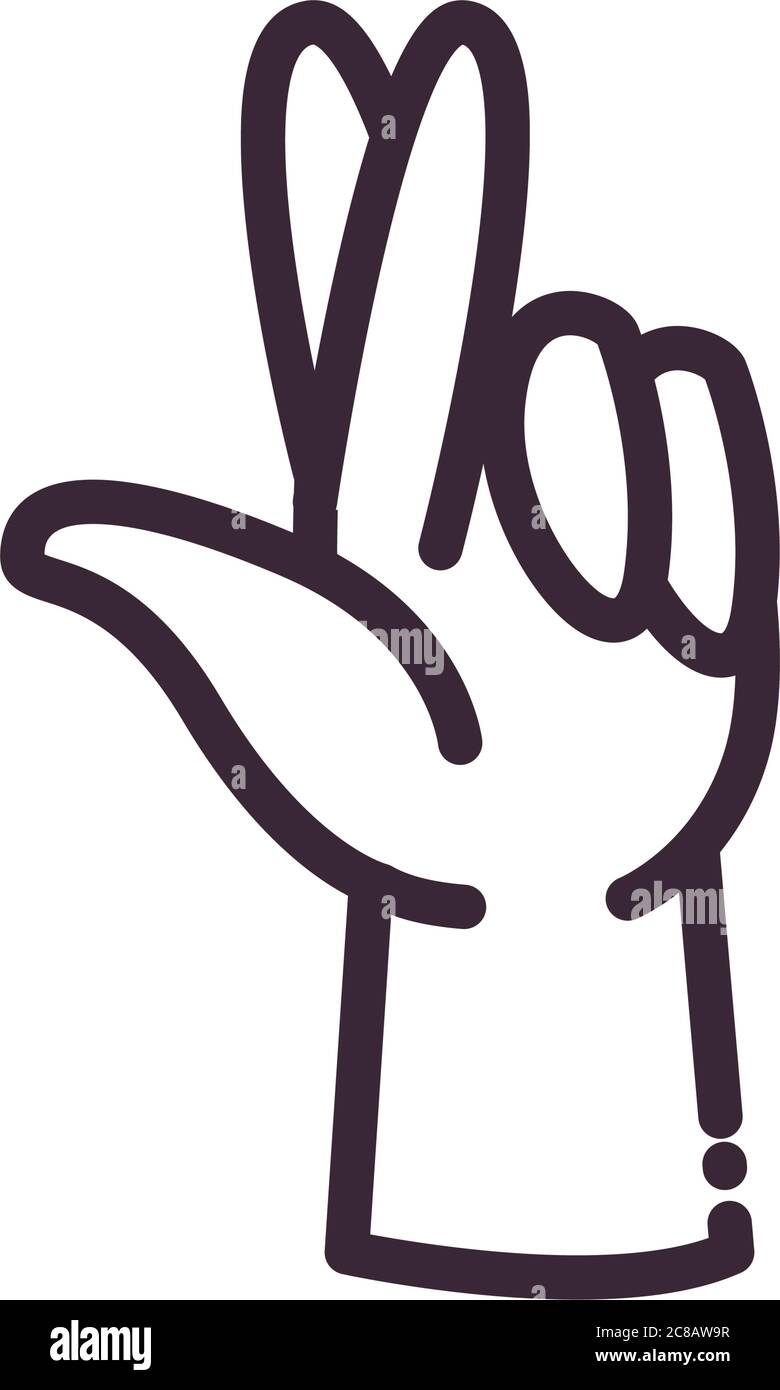 crossing fingers gesture with hand line style icon design of People arm ...