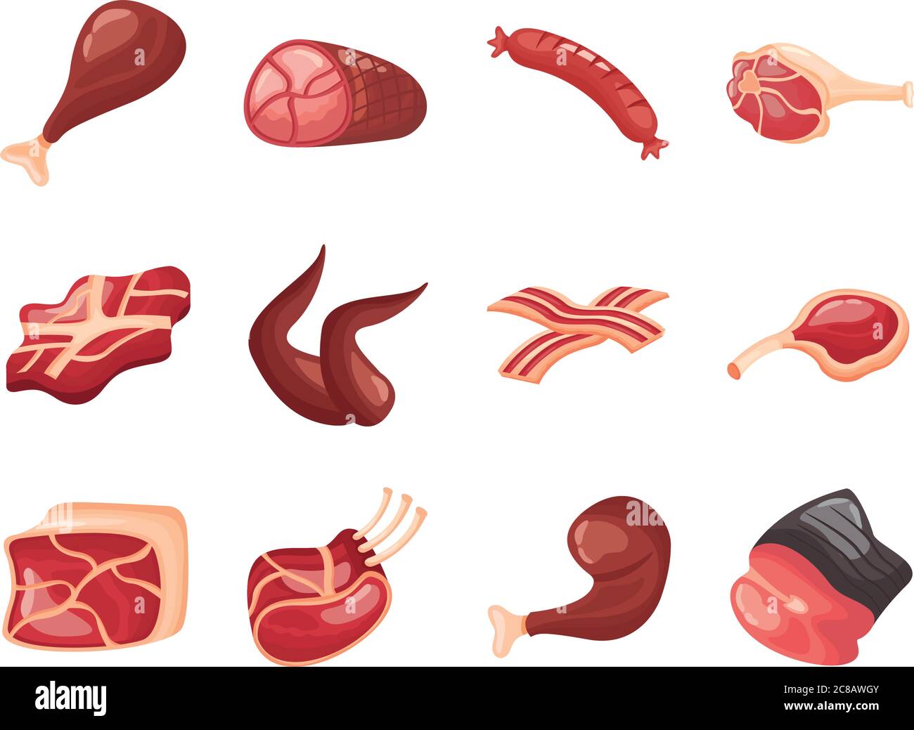 bundle of meat cuts set icons vector illustration design Stock Vector ...