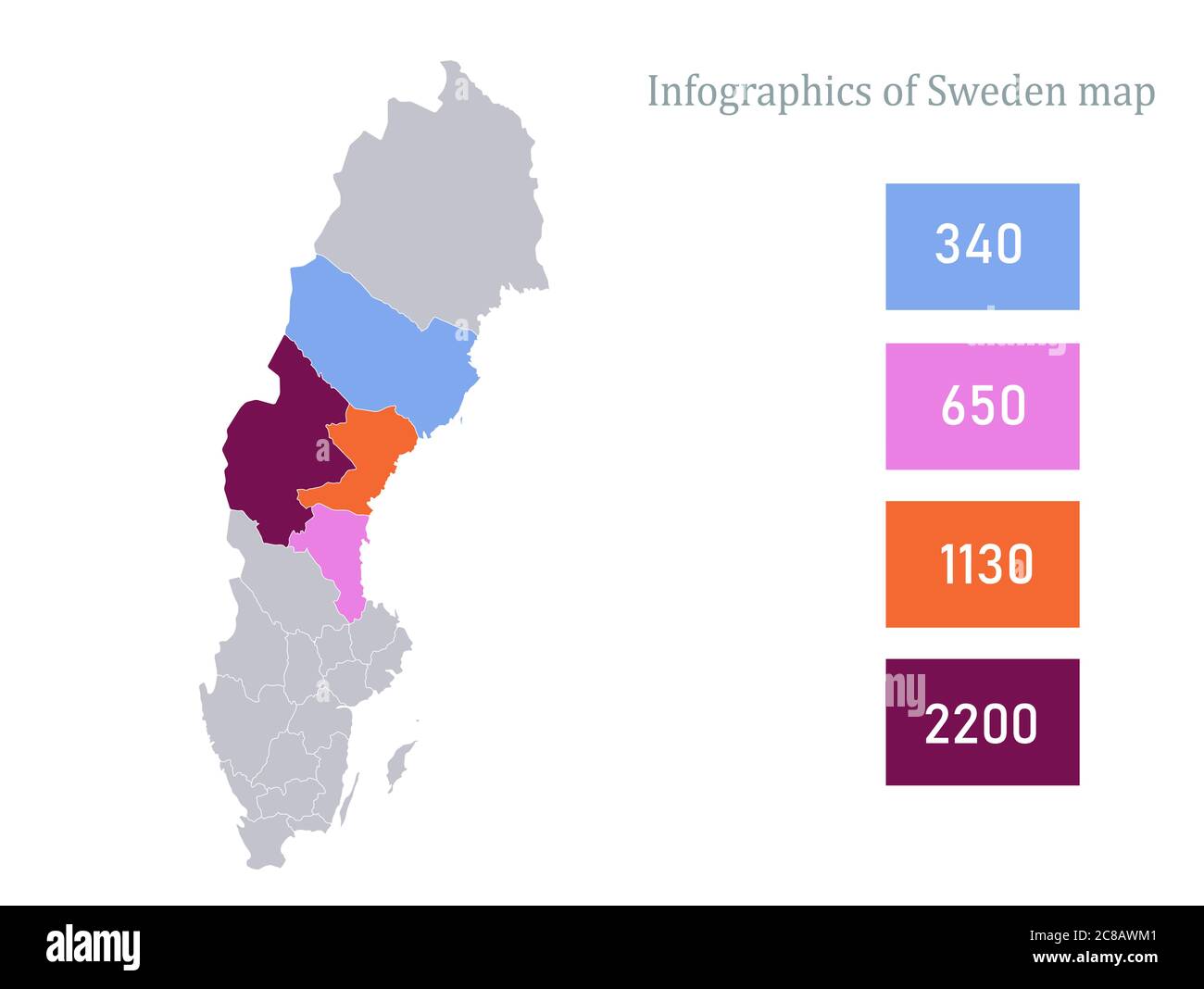 Infographics of Sweden map, individual regions vector Stock Vector ...