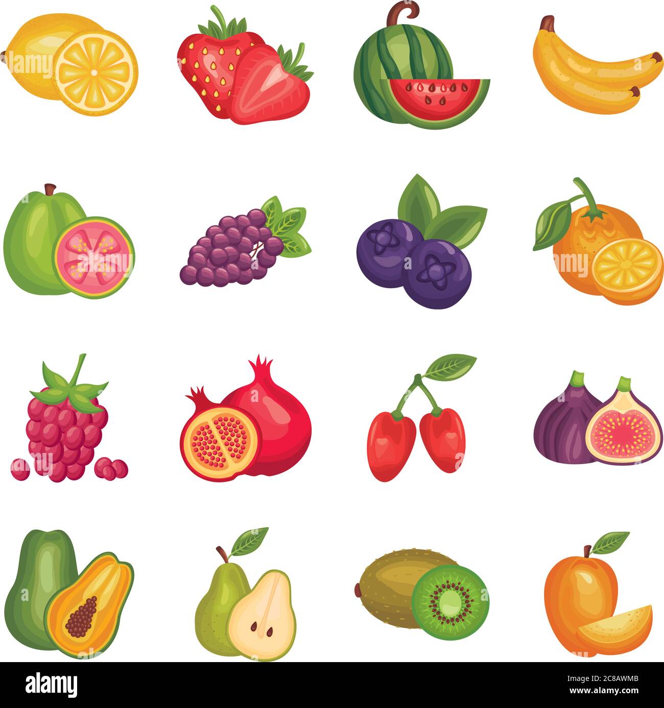 bundle of fresh fruits set icons vector illustration design Stock ...