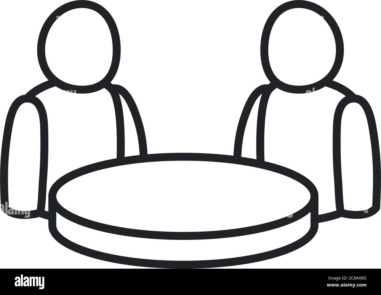 Avatars at table line style icon design of Person profile social ...