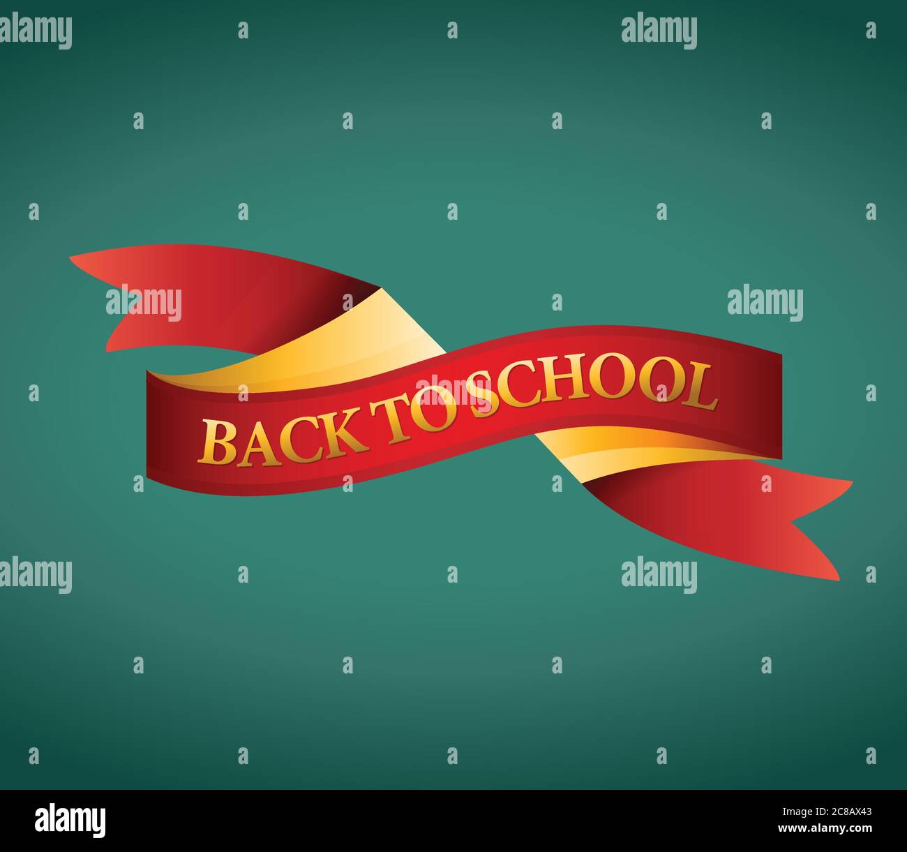 Back to school ribbon illustration design over a green background Stock ...