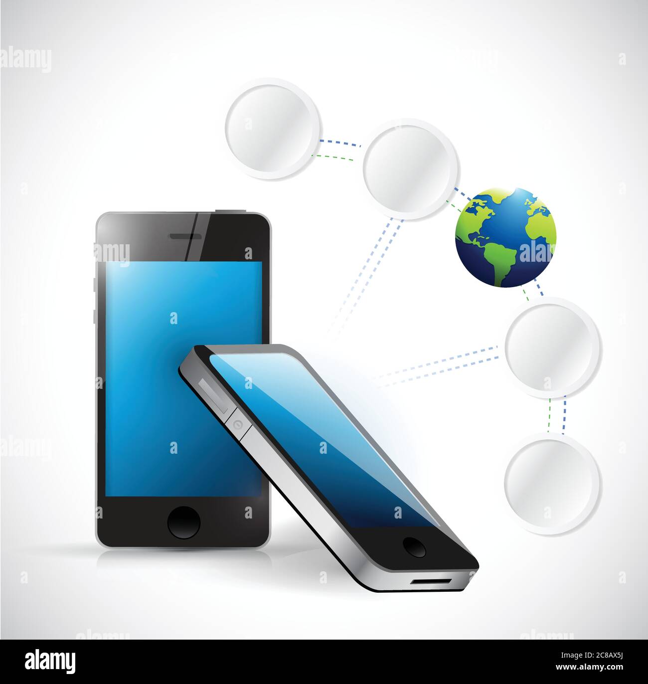 Phone and connection link diagram over a white background Stock Vector ...