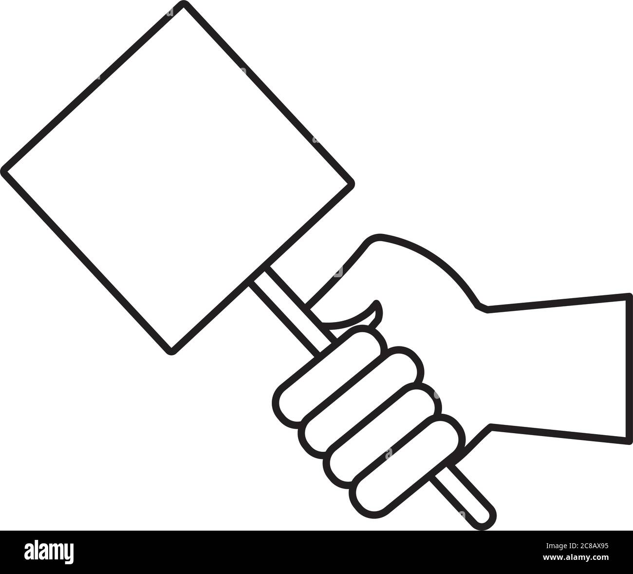 hand human with protest square banner line style icon vector ...