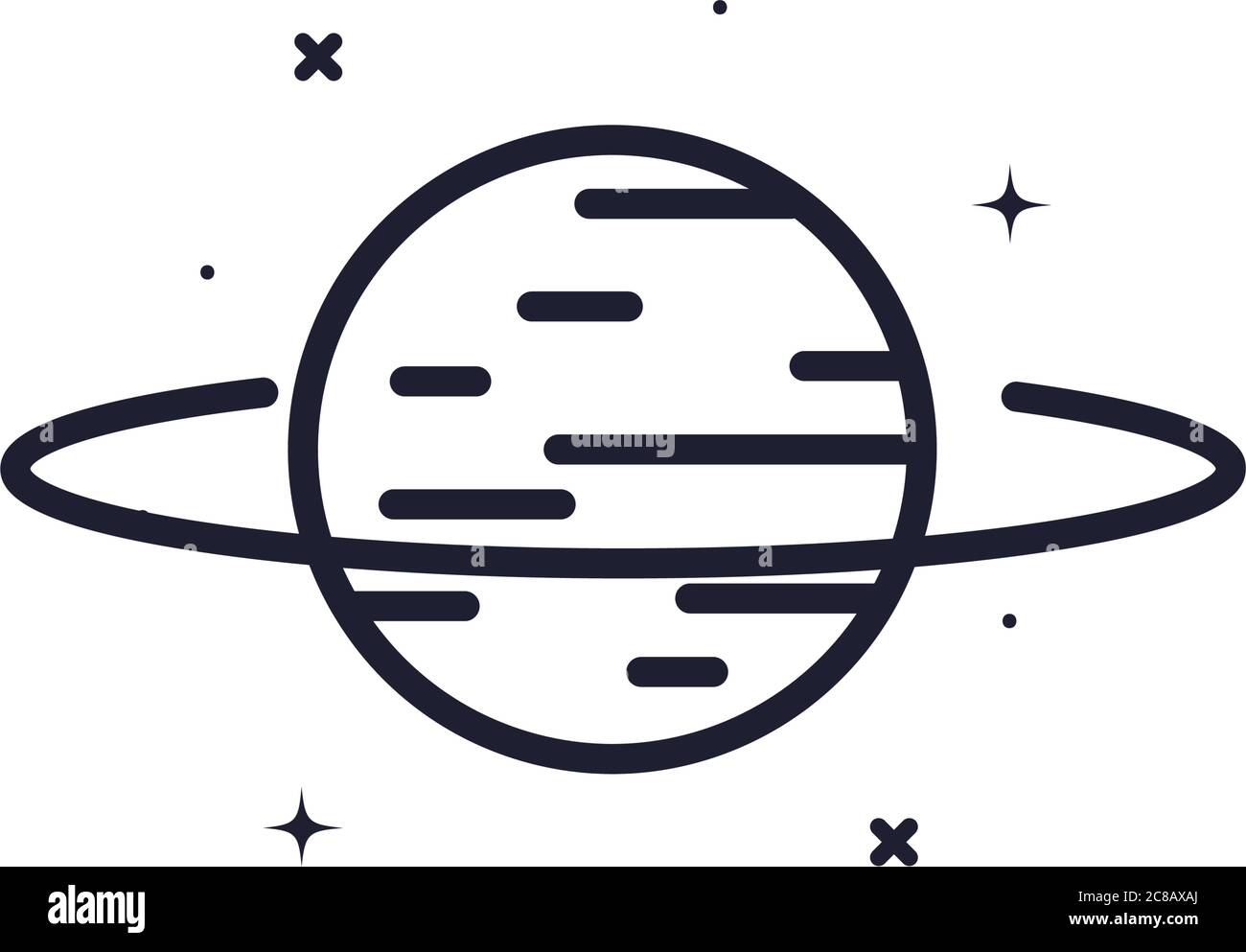 planet line style icon of Space futuristic cosmos and universe theme ...