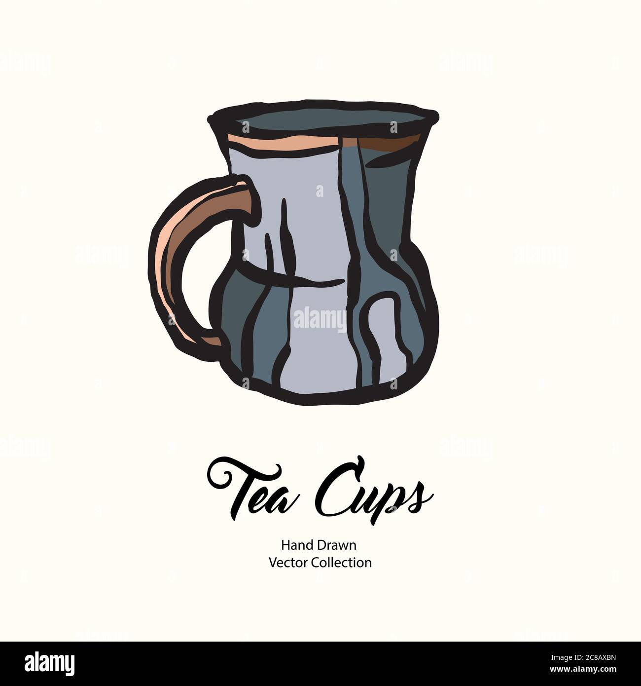 Tea cup hand drawn vector illustration old style. Vector line ...