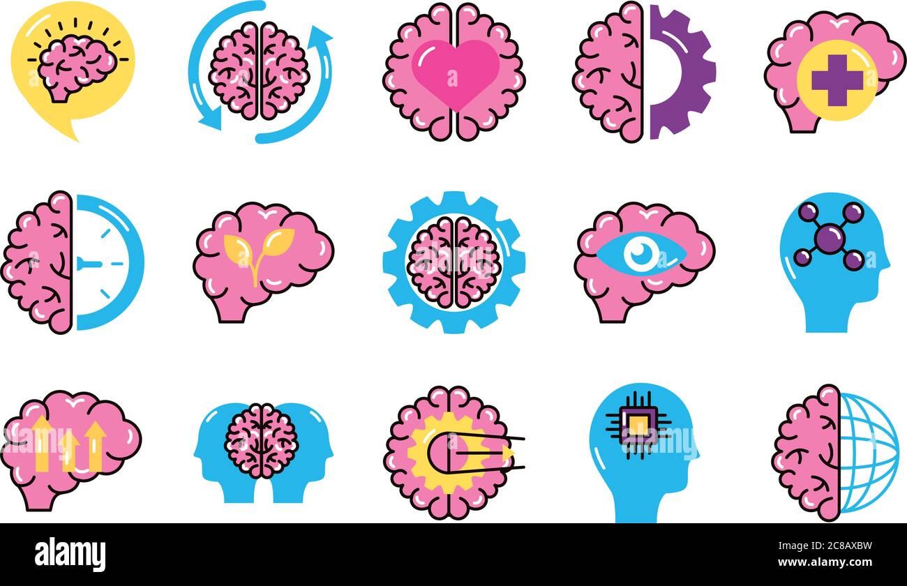 bundle of brains organs set icons vector illustration design Stock ...