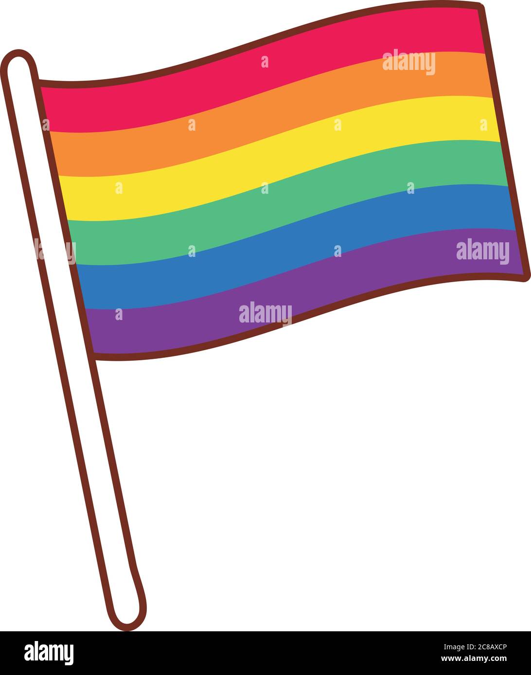 flag with stripes gay flag line and fill style icon vector illustration ...