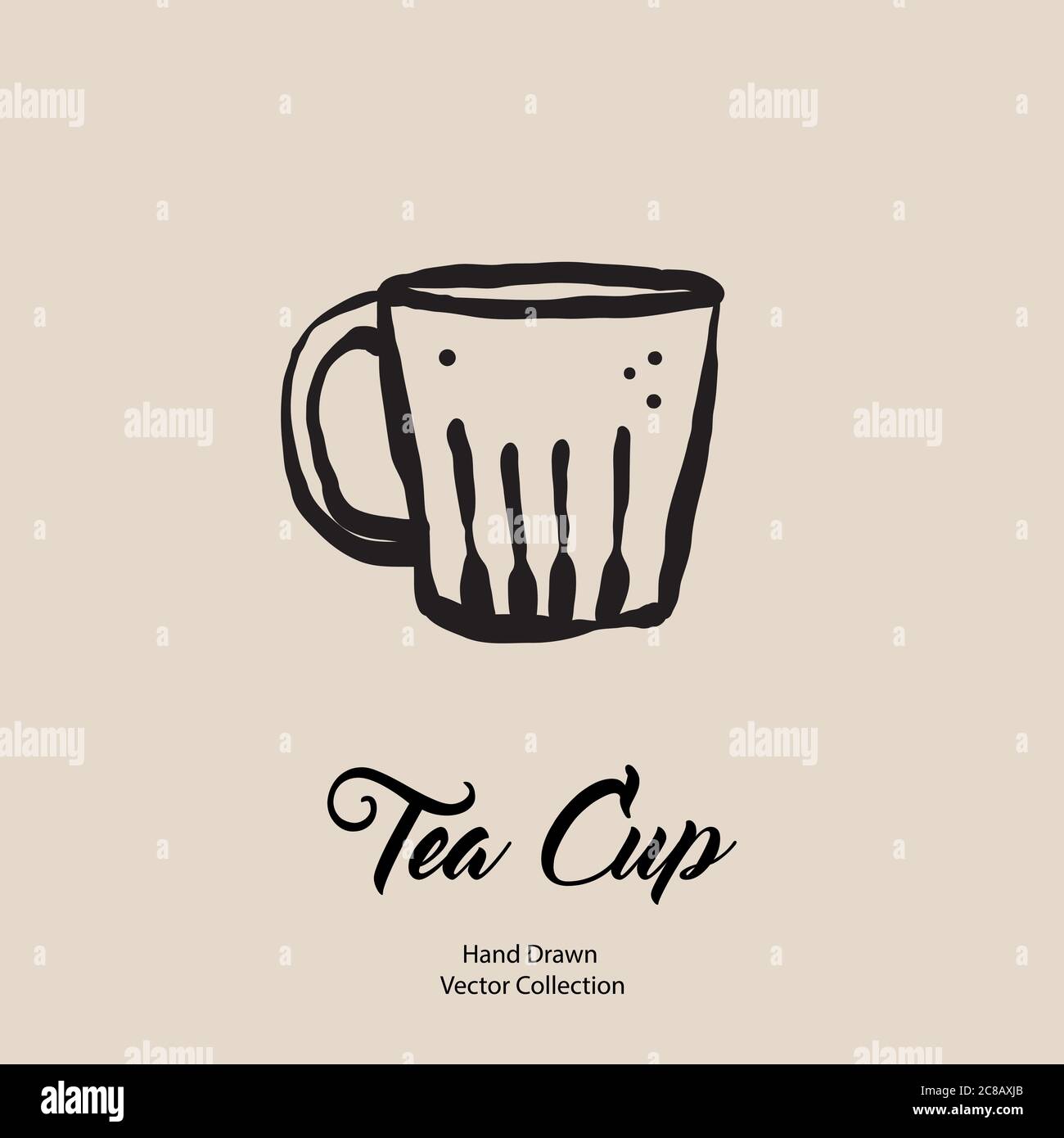 Tea cup hand drawn vector illustration in old style. Vector line ...