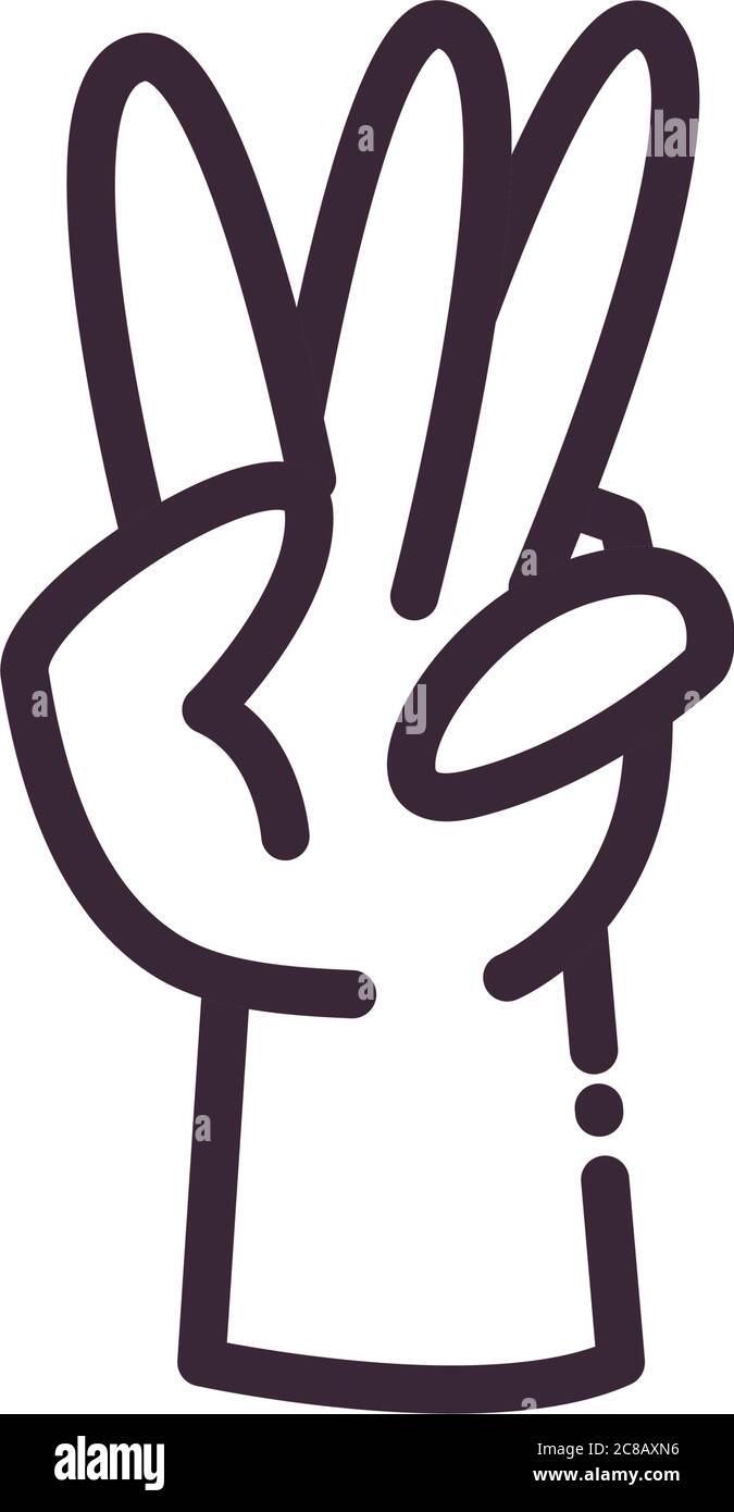 three gesture with hand line style icon design of People arm finger ...