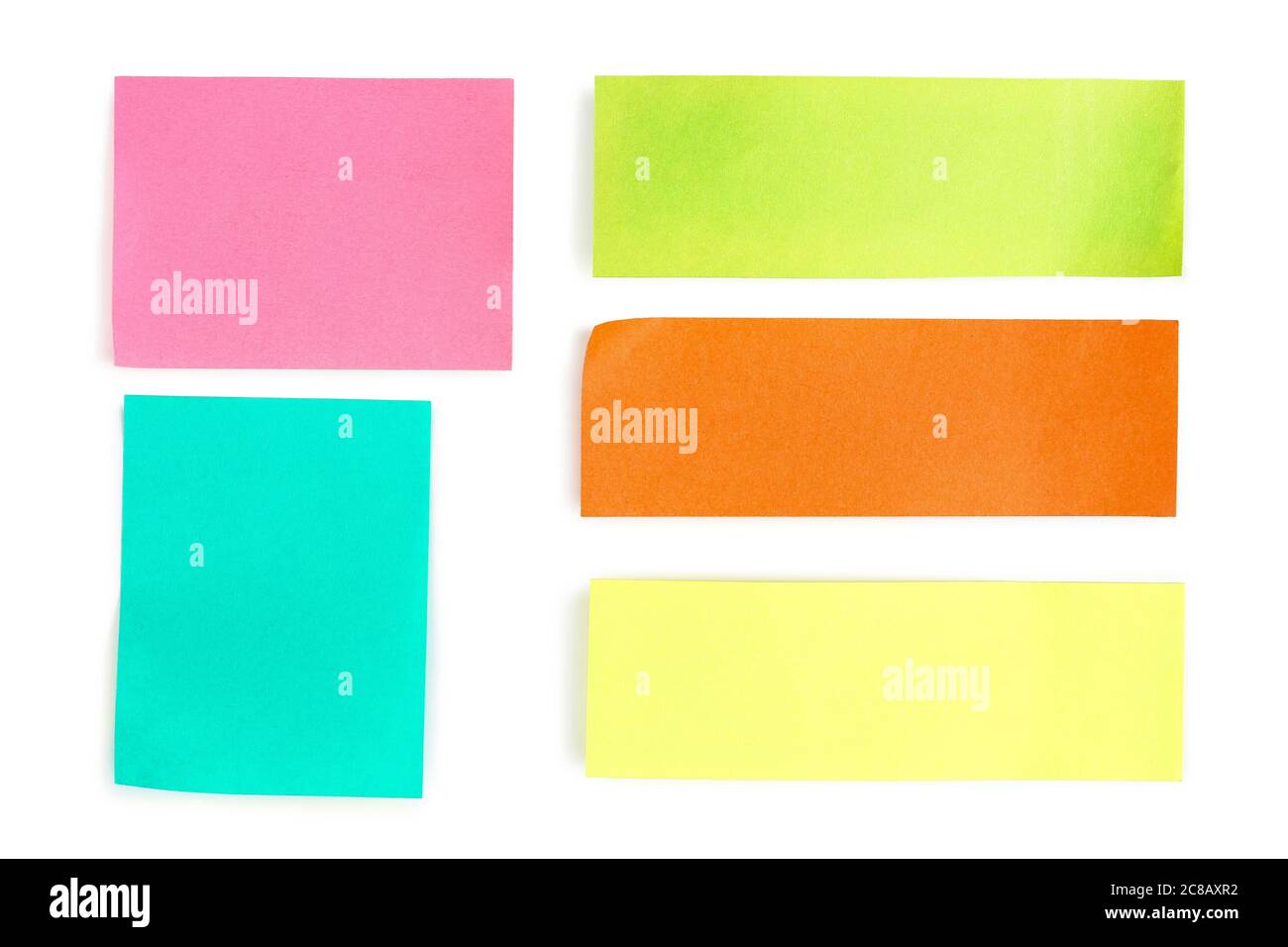 collection of colorful paper notes isolated on white Stock Photo - Alamy