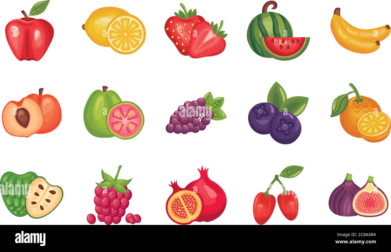 bundle of fresh fruits set icons vector illustration design Stock ...