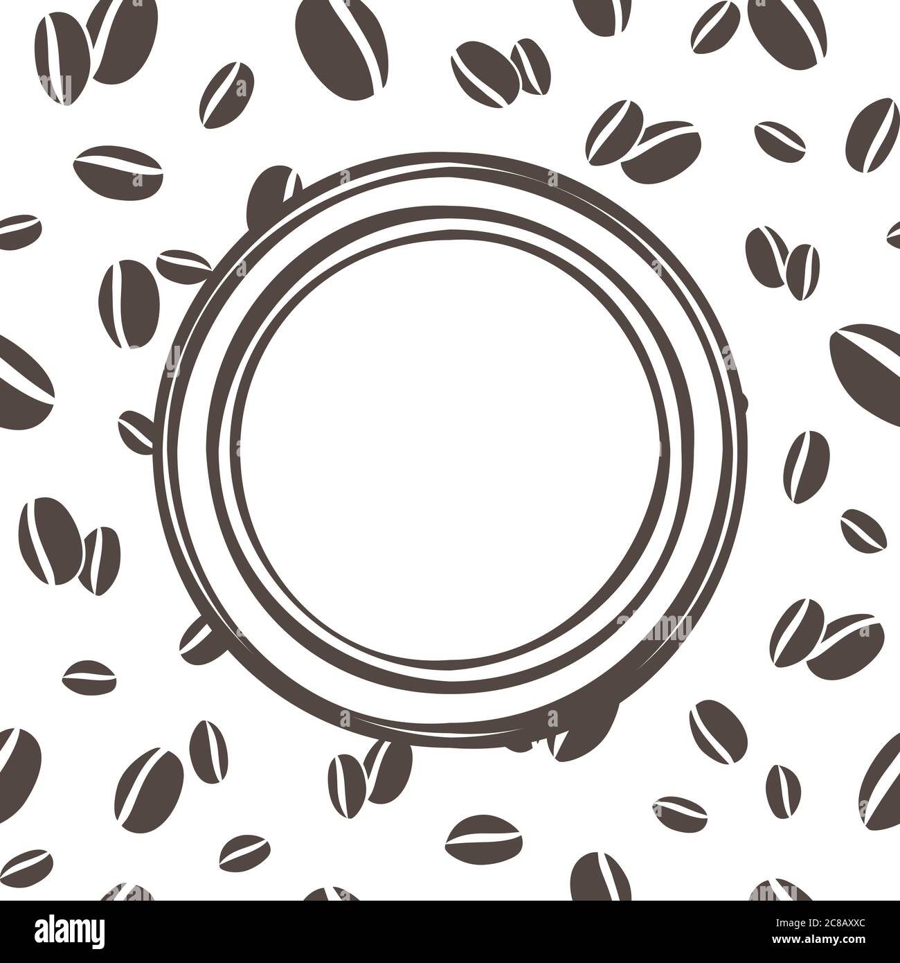 coffee background with shabby frame for text on white. Flat cartoon ...