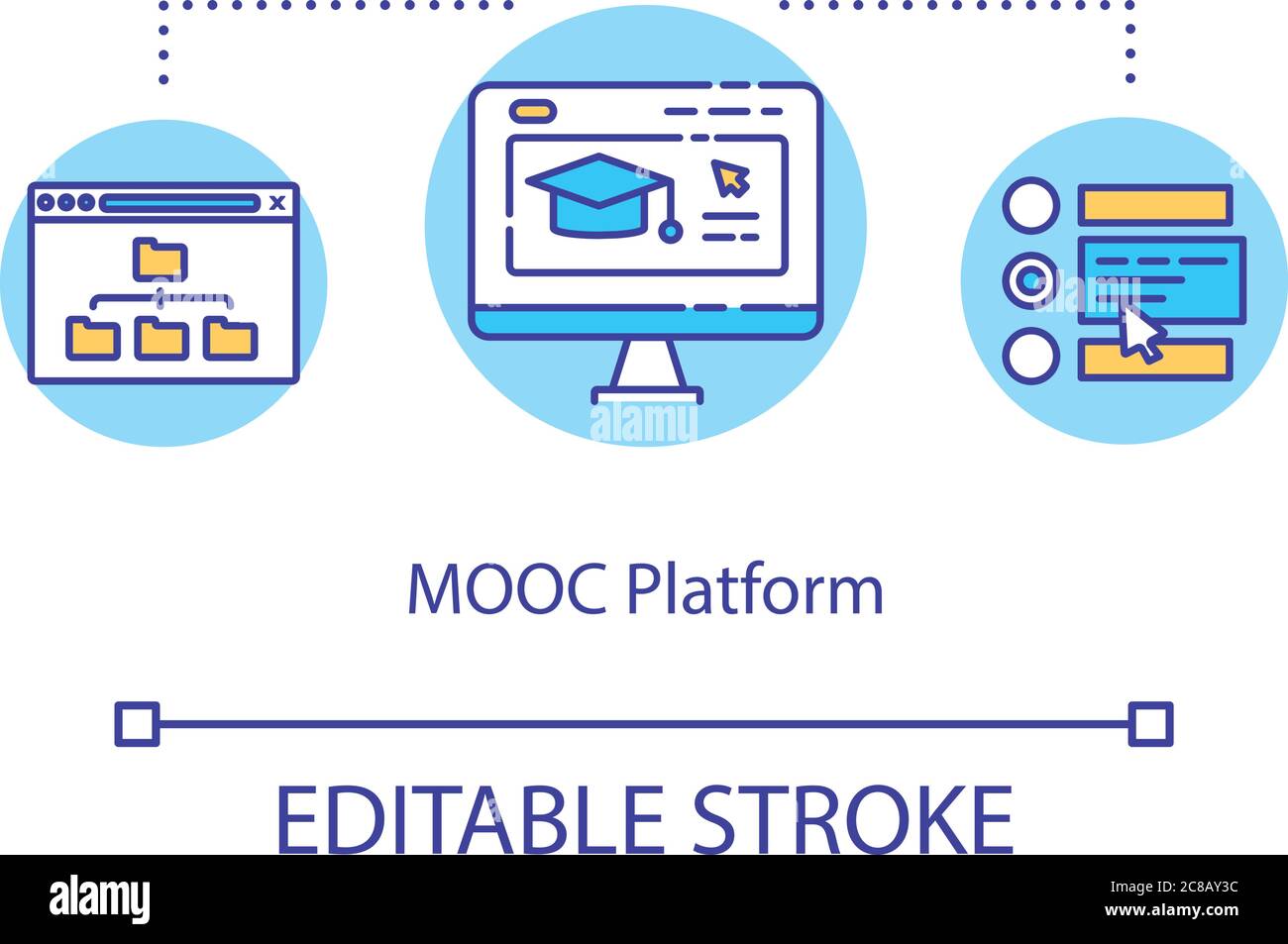 MOOC platform concept icon. Elearning. Distance learning. Open source ...