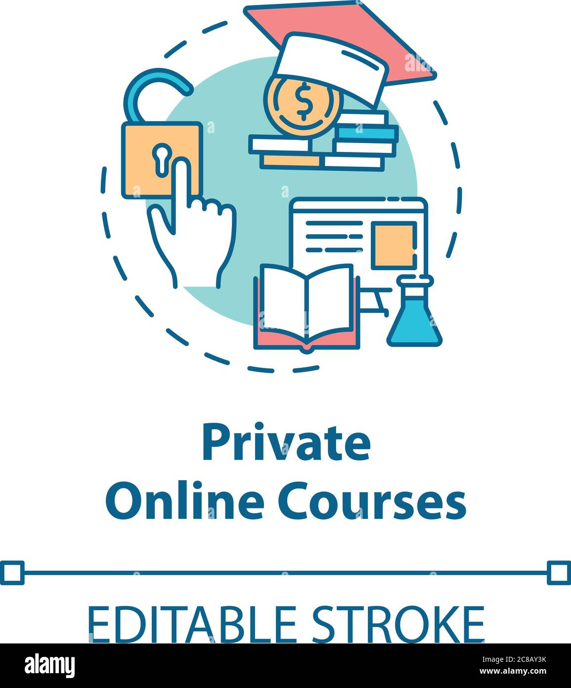 Private online courses concept icon. Distance learning. Personalized ...