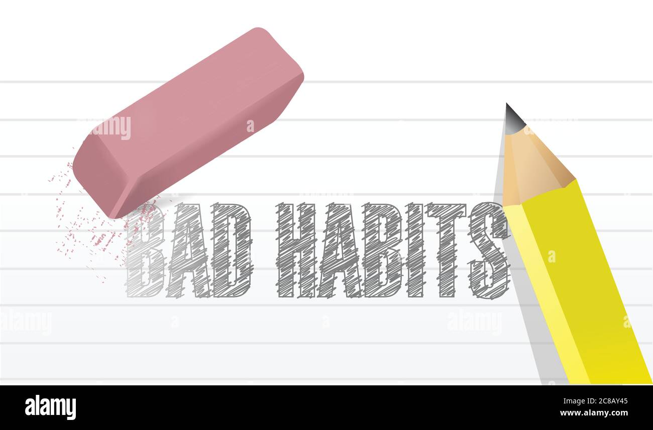 Erase bad habits illustration design over a white background Stock ...