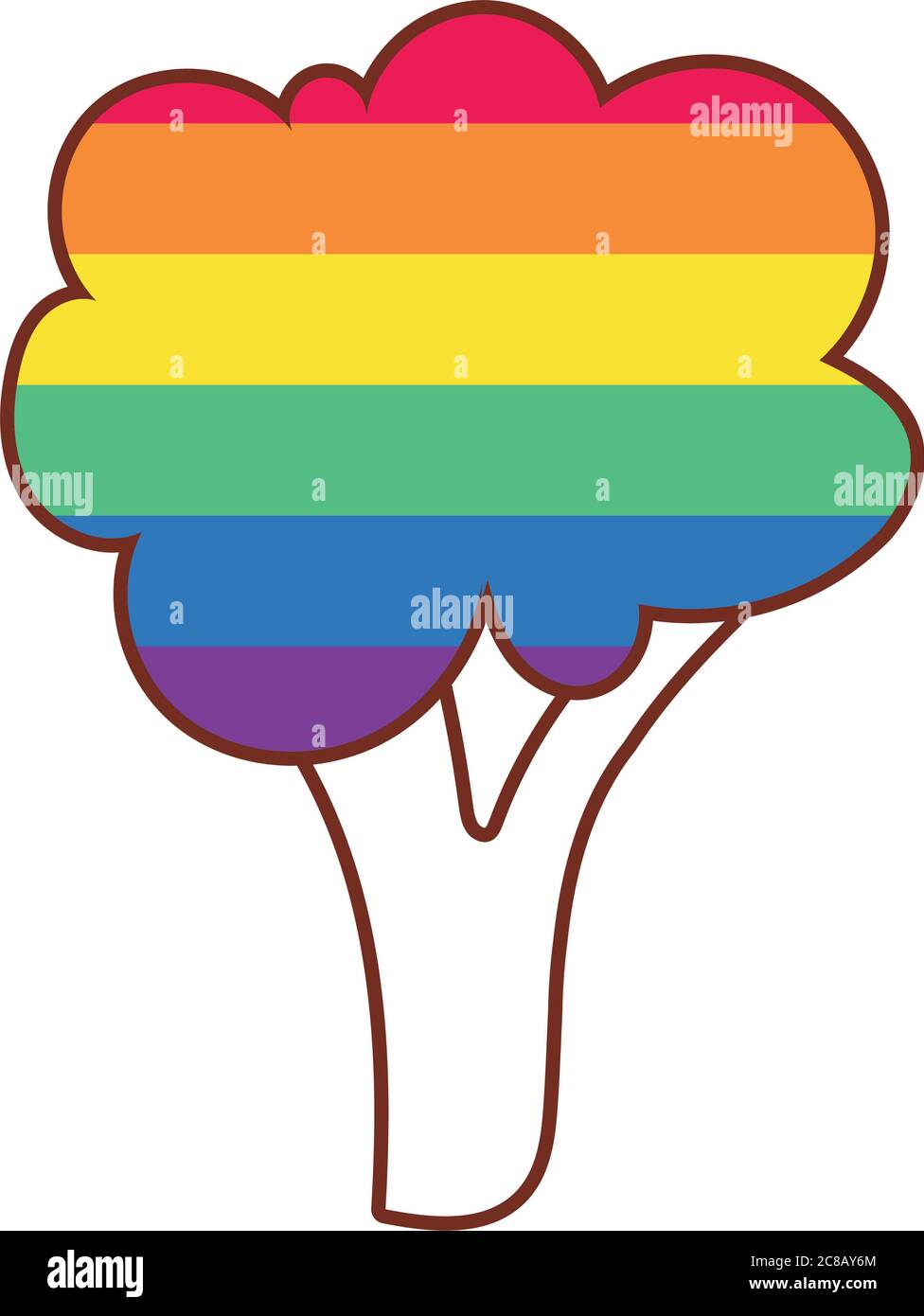 tree with stripes gay flag line and fill style icon vector illustration ...