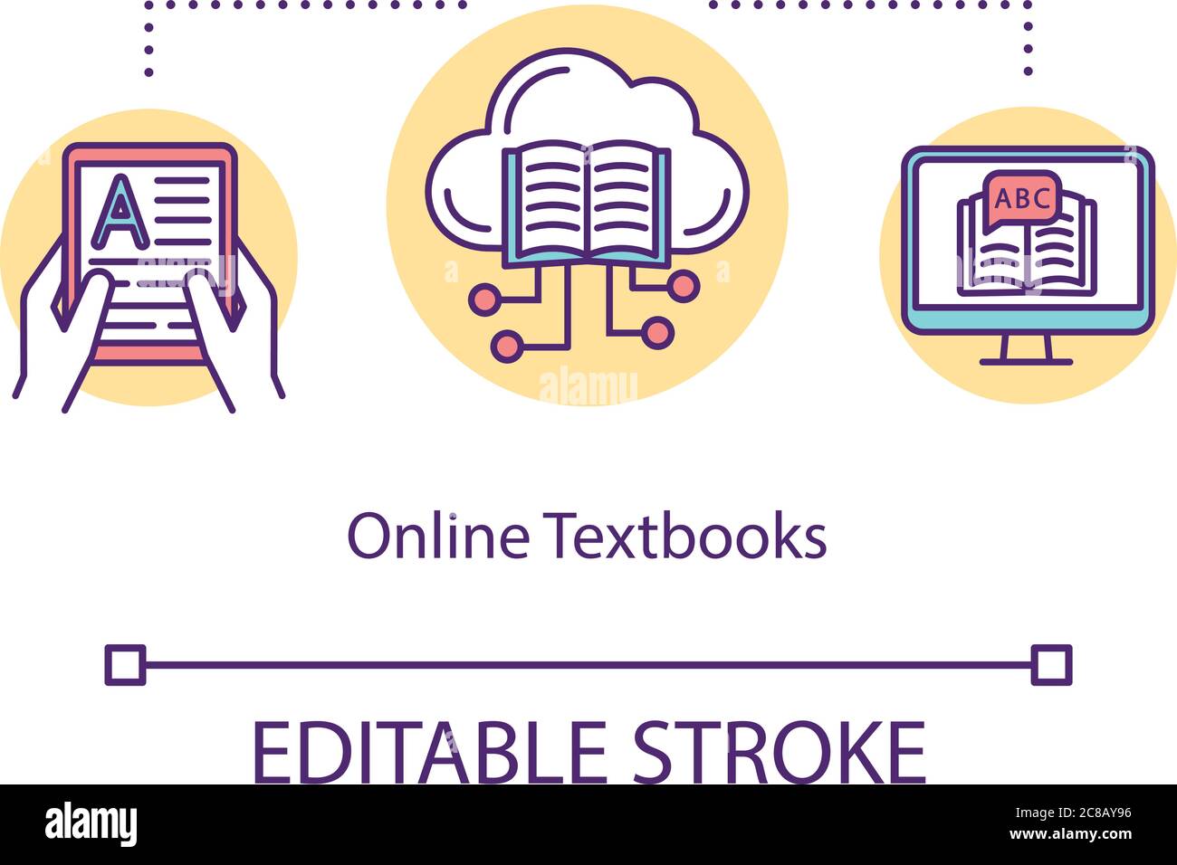Online textbooks concept icon. Digital textbooks. Online learning and ...