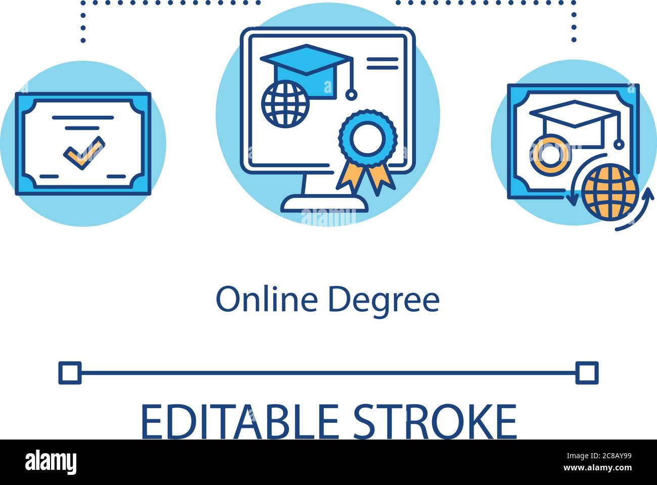 Online degree concept icon. Distance education. Diploma and ...