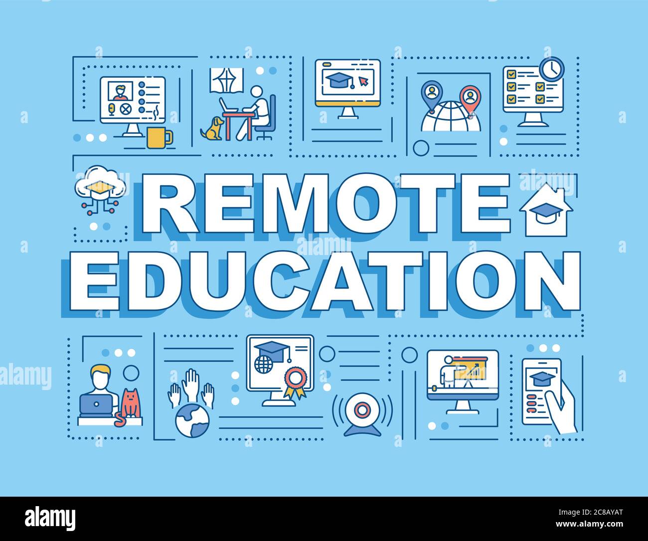 Remote education word concepts banner. Distance learning. Web ...