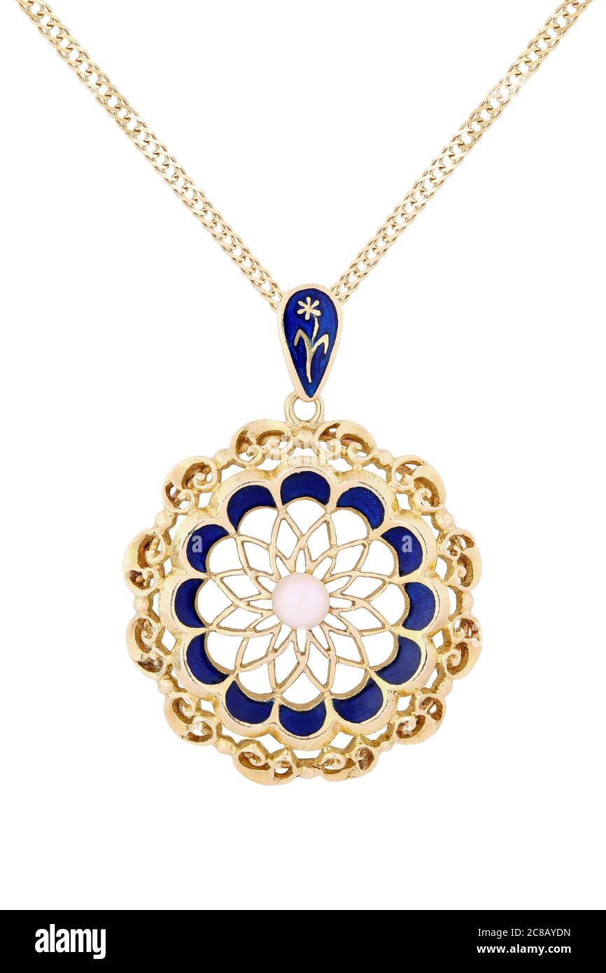 Old gold pendant necklace Cut Out Stock Images & Pictures - Alamy