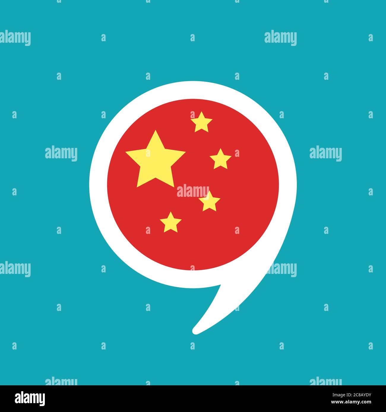 chat speech bubble with chinese flag isolated on blue background ...