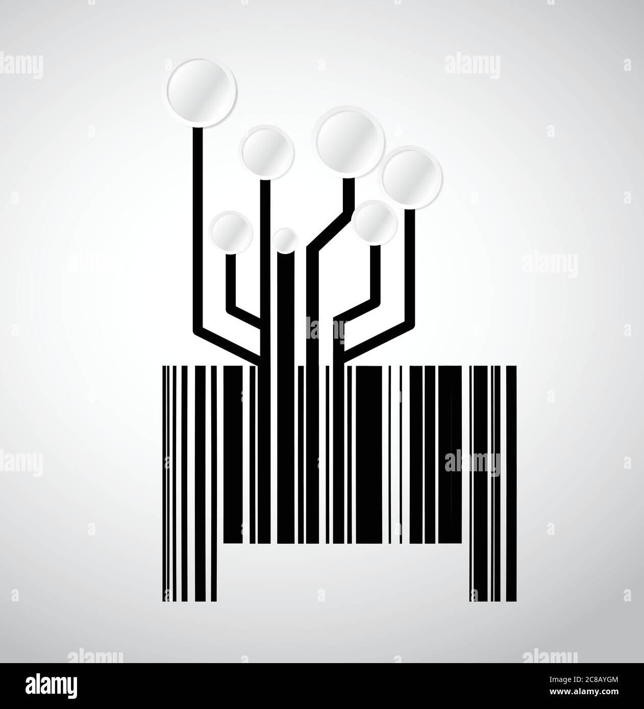 Black circuit electronic barcode illustration design over a white ...