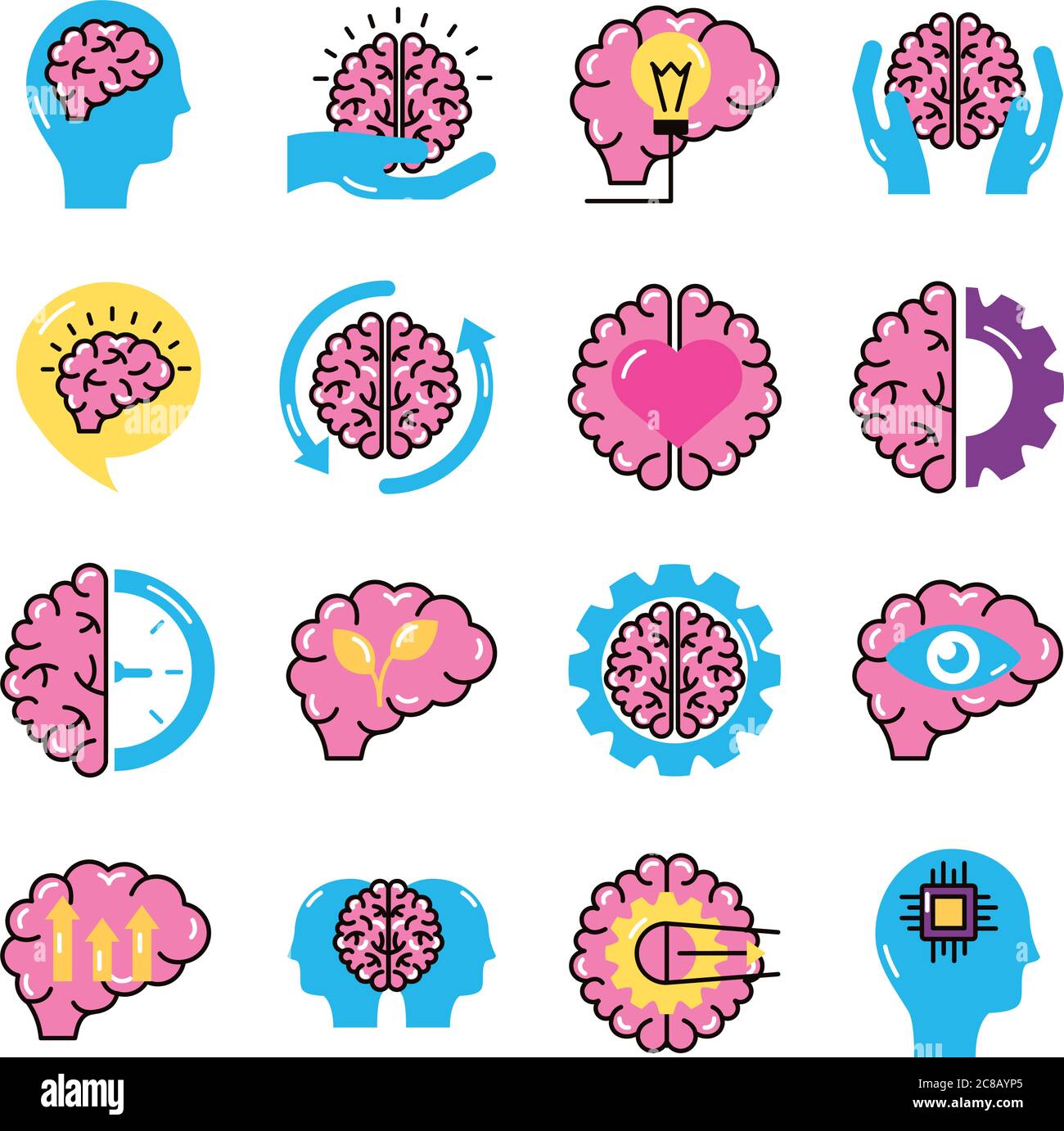 bundle of brains organs set icons vector illustration design Stock ...