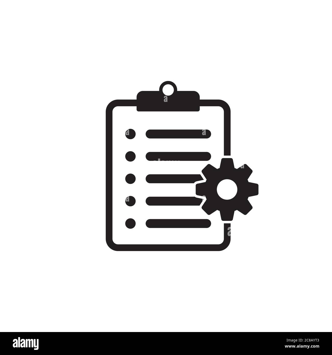 Clipboard with gear isolated icon. Technical support check list icon ...