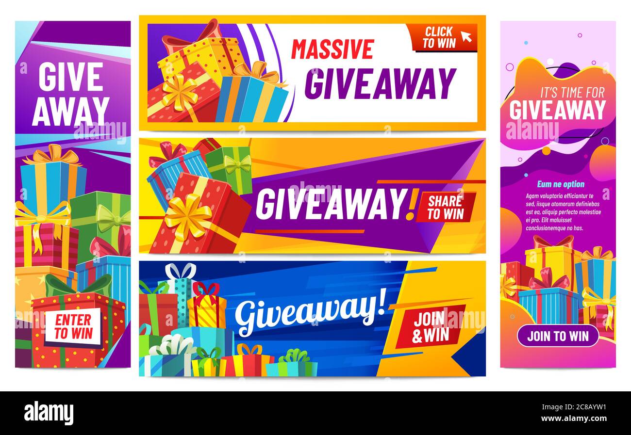 Prize in colorful boxes with ribbons special offer hi-res stock ...