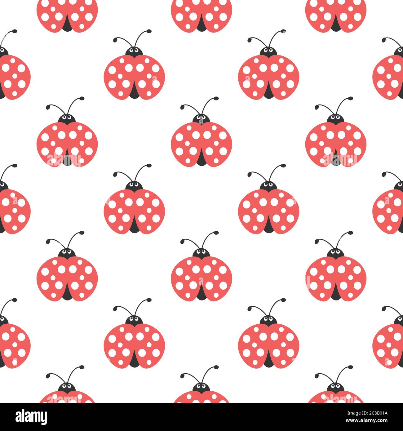 Seamless background. Flying Ladybugs on white. Bright summer vector ...