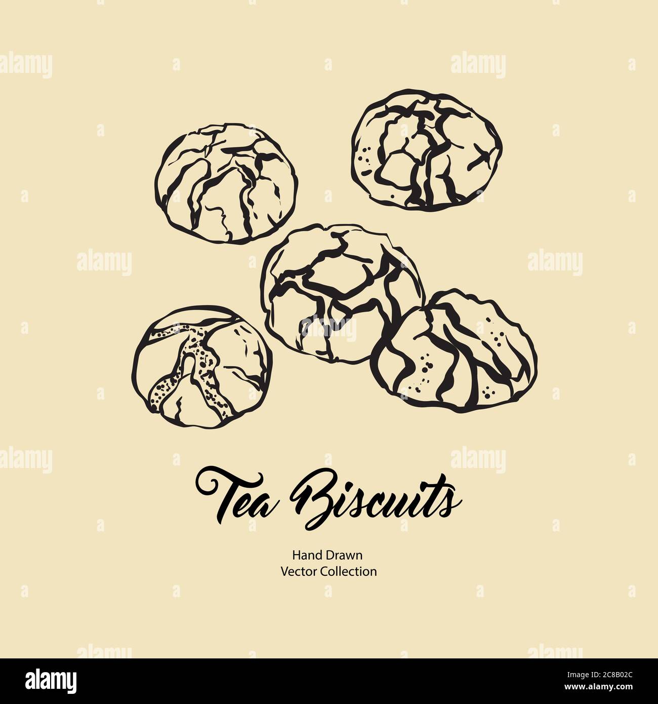 Biscuits isolated hand drawn vector line illustration in old style ...