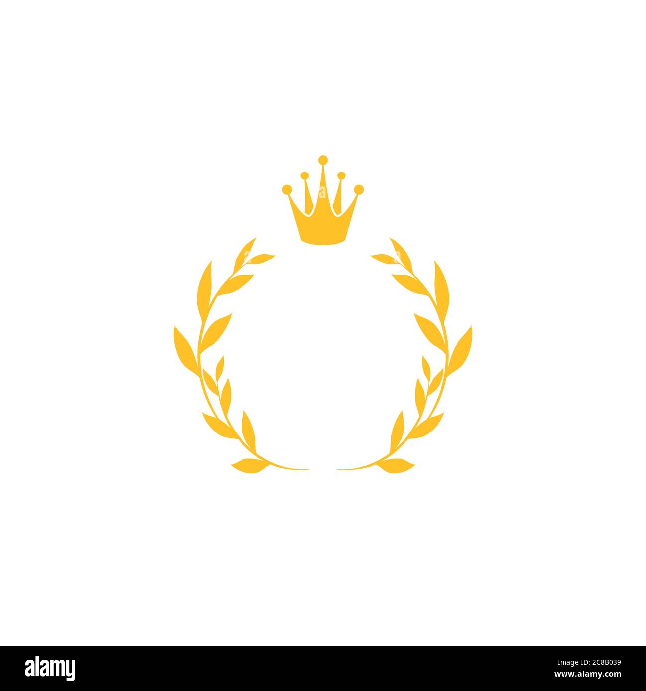 Gold Laurel Wreath with crown Icon. Vector Flat illustrationisolated on ...