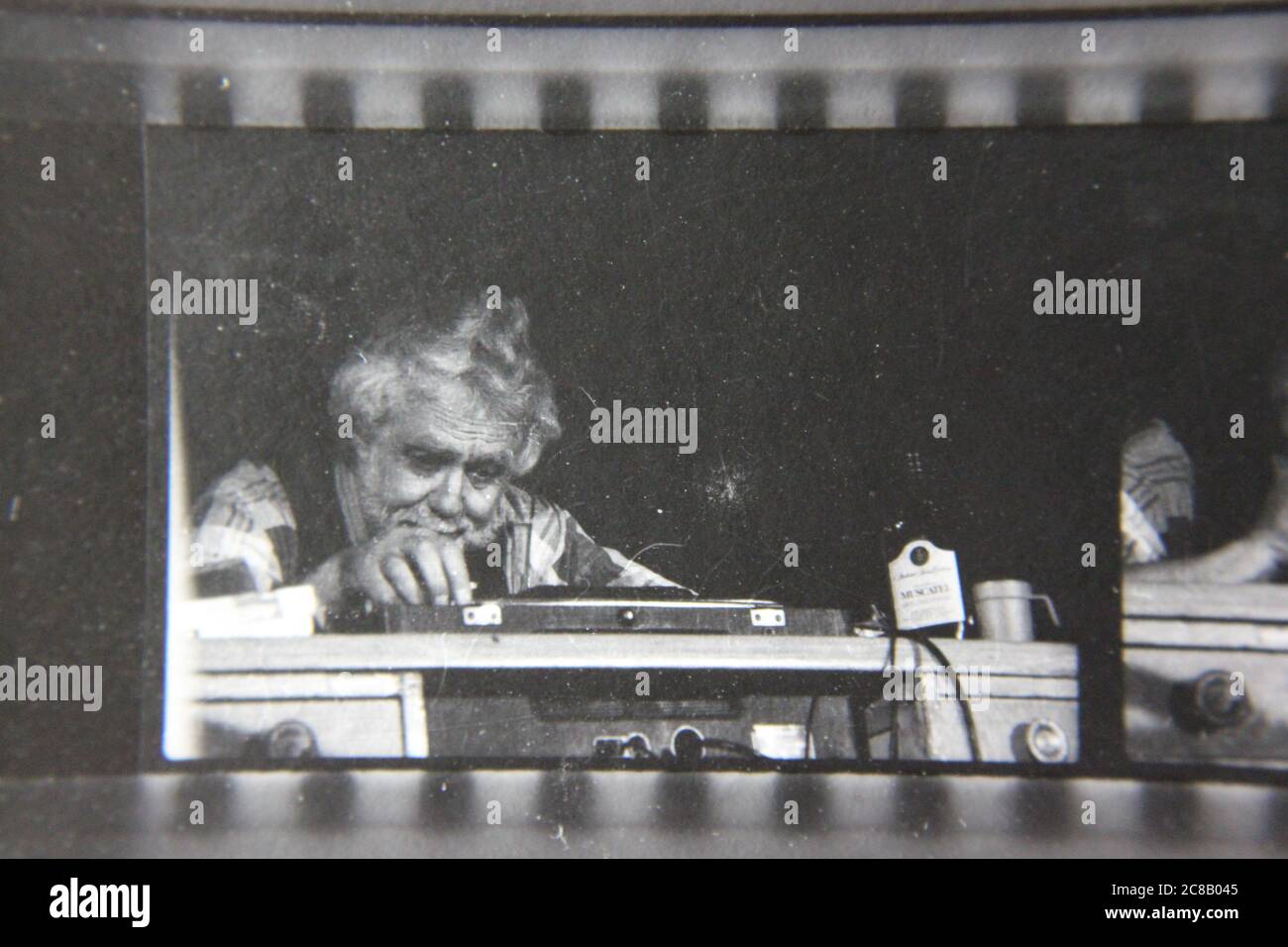 An older actor staging a dramatic and emotional performance while ...