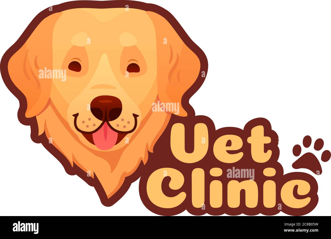 Vet clinic and veterinary logo with dog face sticker. Pet health care ...