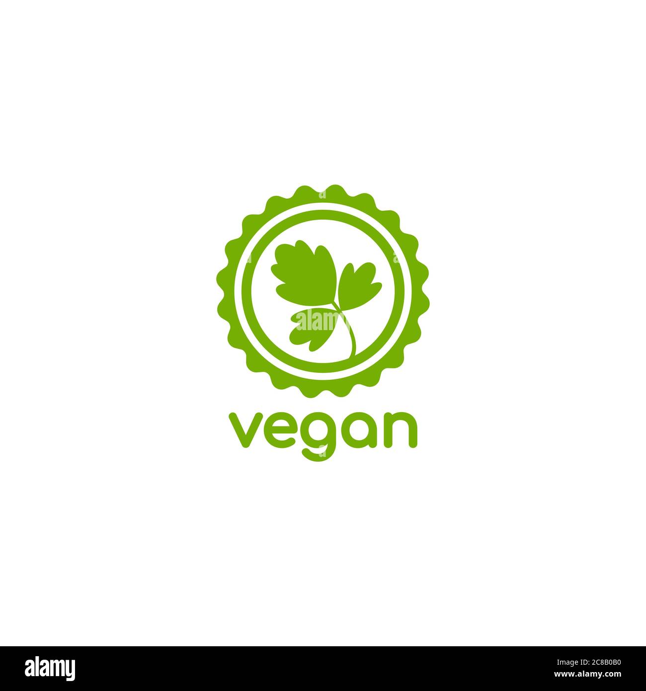 Vegan, veggie product label. Green leaves in circle icon. Healthy, eco ...