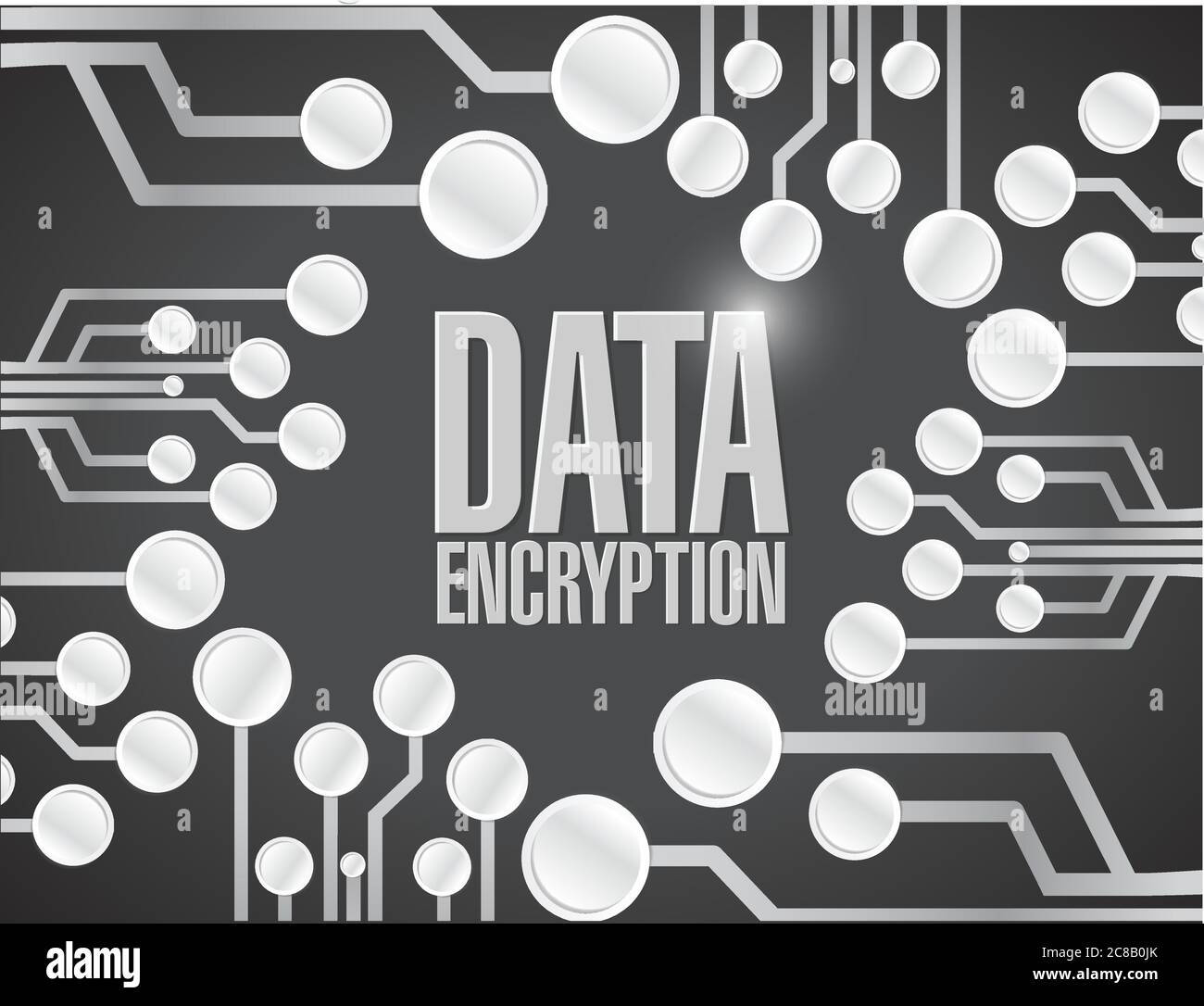 Data encryption circuit board illustration design over a black ...