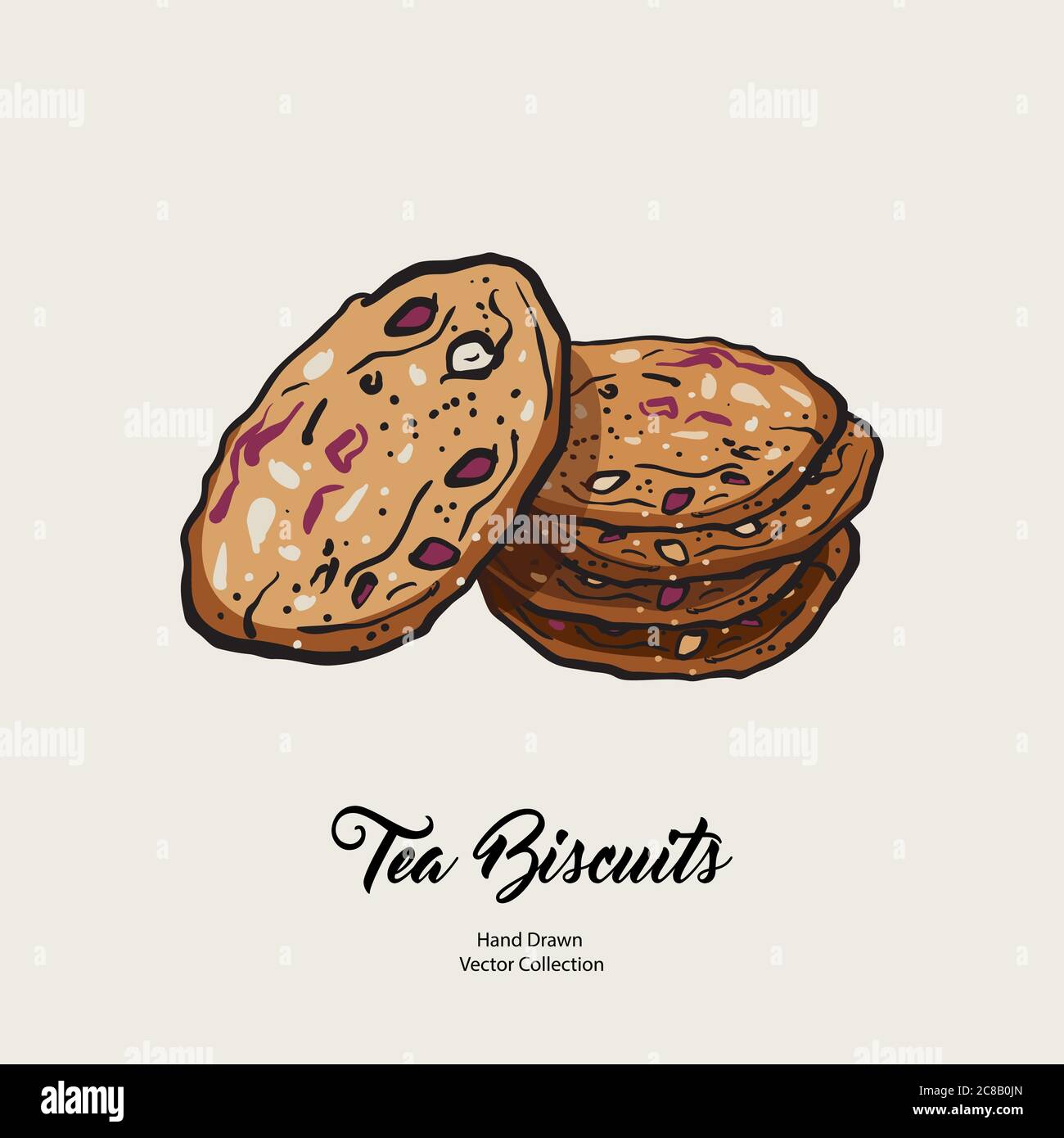Oatmeal cookies isolated hand drawn vector line illustration old style ...