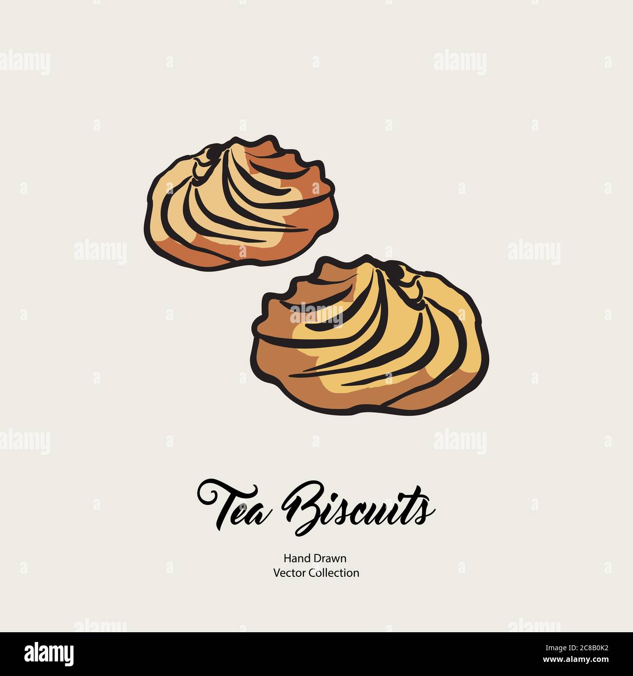 Biscuits isolated hand drawn vector line illustration in old style ...