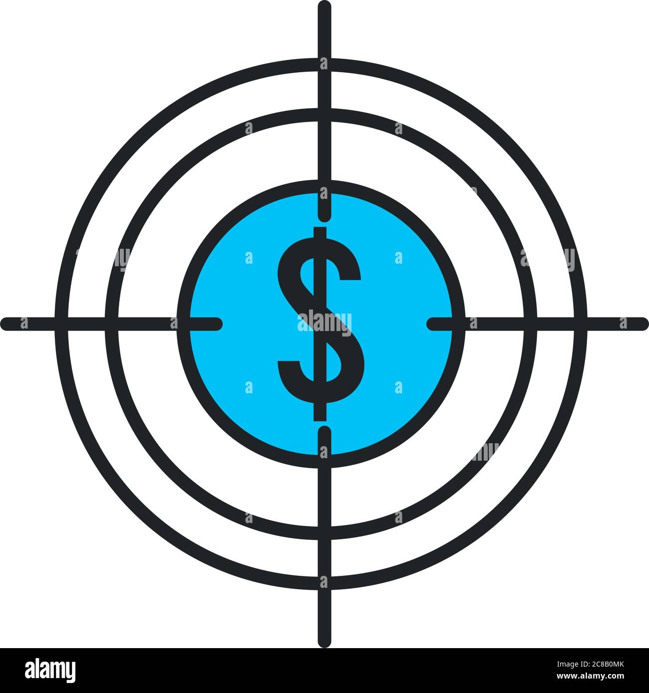 dollar in target line and fill style icon of money financial banking ...