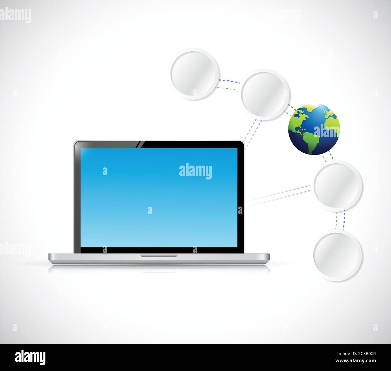 Laptop and connection link diagram over a white background Stock Vector ...