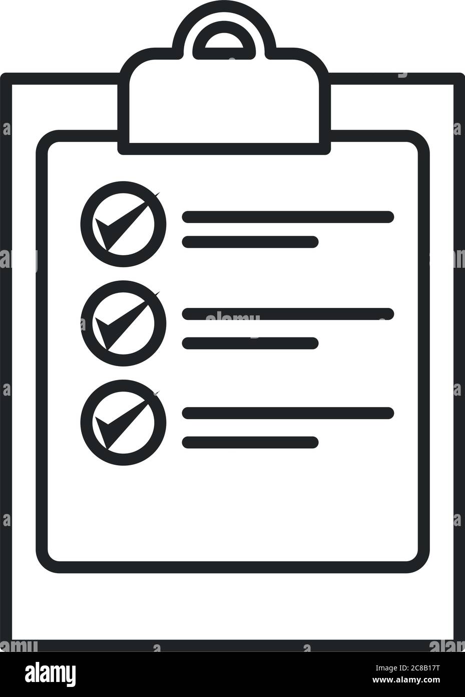 Document with check marks line style icon design, Data archive and information theme Vector ...
